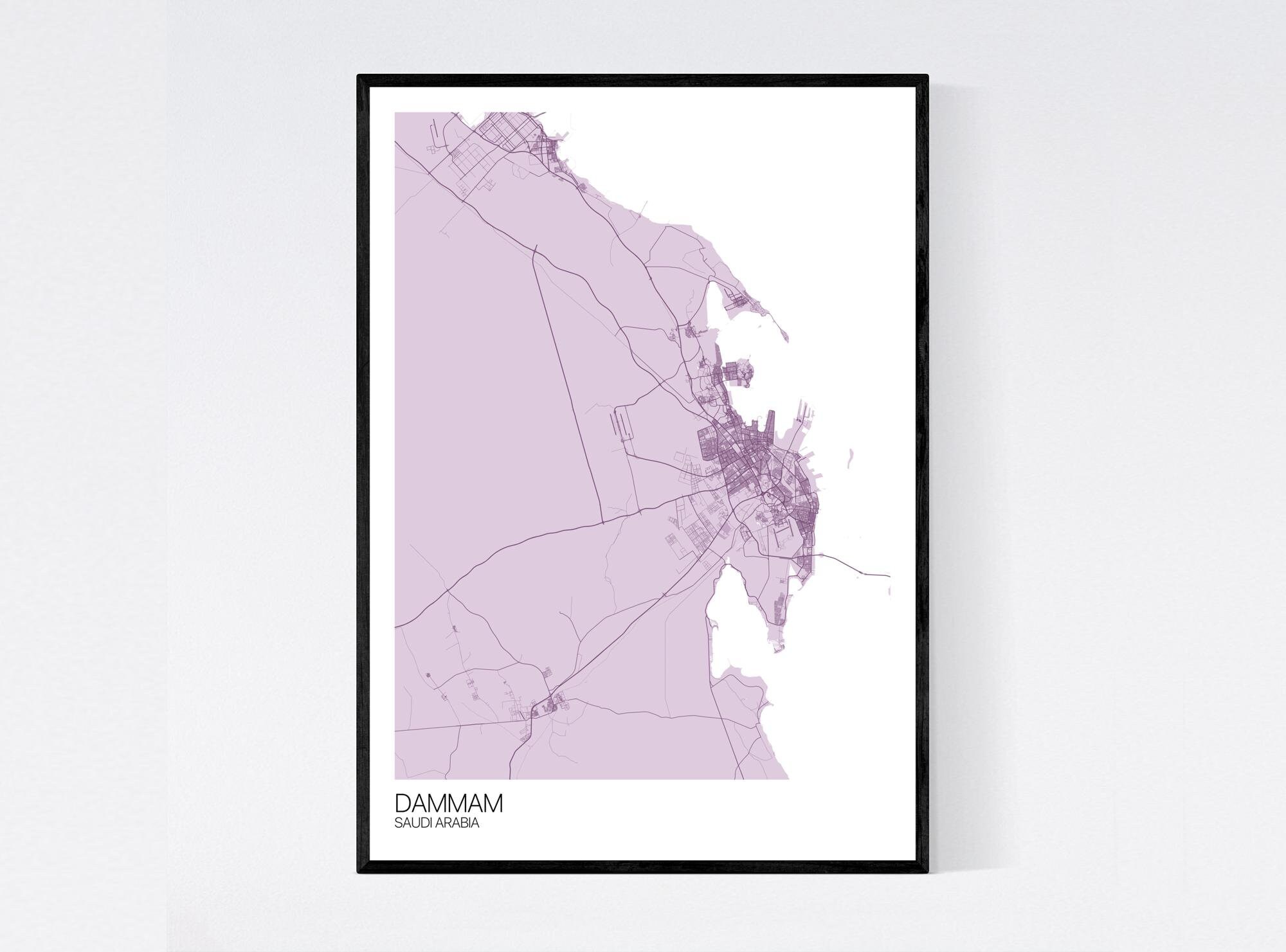 Dammam Saudi Arabia Map Art Print Many Styles Art Quality | Etsy