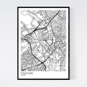 Stratford, London Map Art Print Many Colours 350gsm Art Quality Paper ...