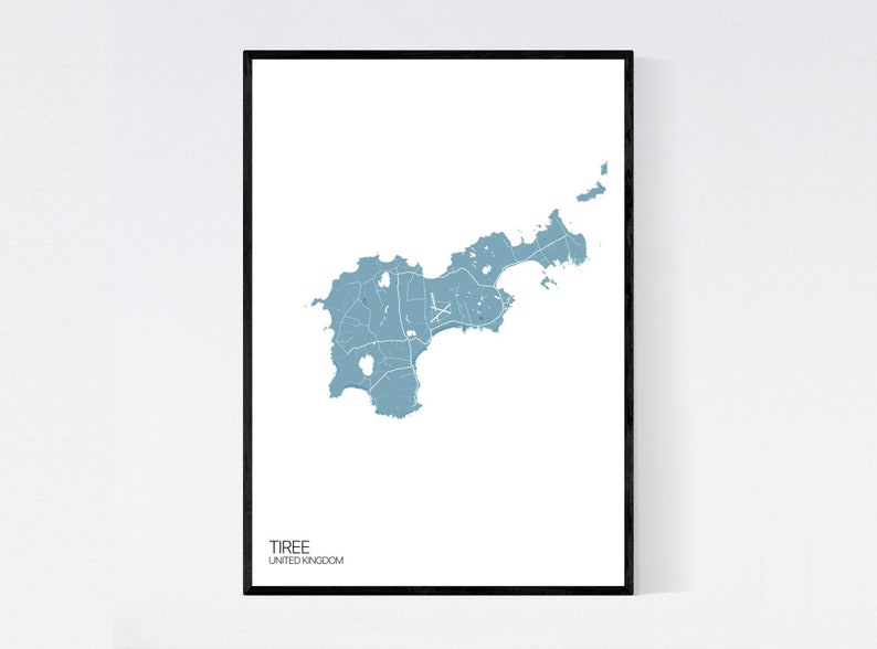 Isle of Tiree Map Art Print Pink/blue/white 350gsm Art - Etsy