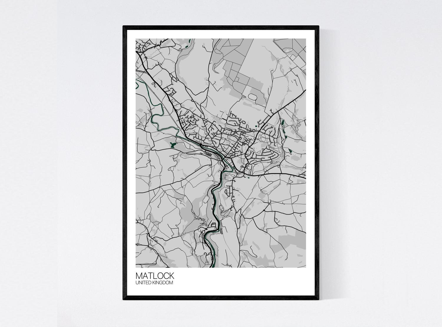 Matlock Map Print Many Colours Fast Delivery Scandi // | Etsy