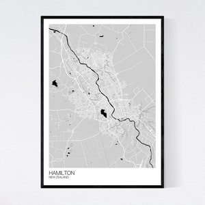 Hamilton, New Zealand Map Print Many Colours Fast Delivery Scandi ...