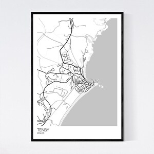 Tenby, Wales Map Art Print Many Styles 350gsm Art Quality Paper Fast ...