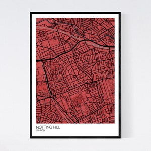 Notting Hill, London Map Art Print Many Colours 350gsm Art Quality ...