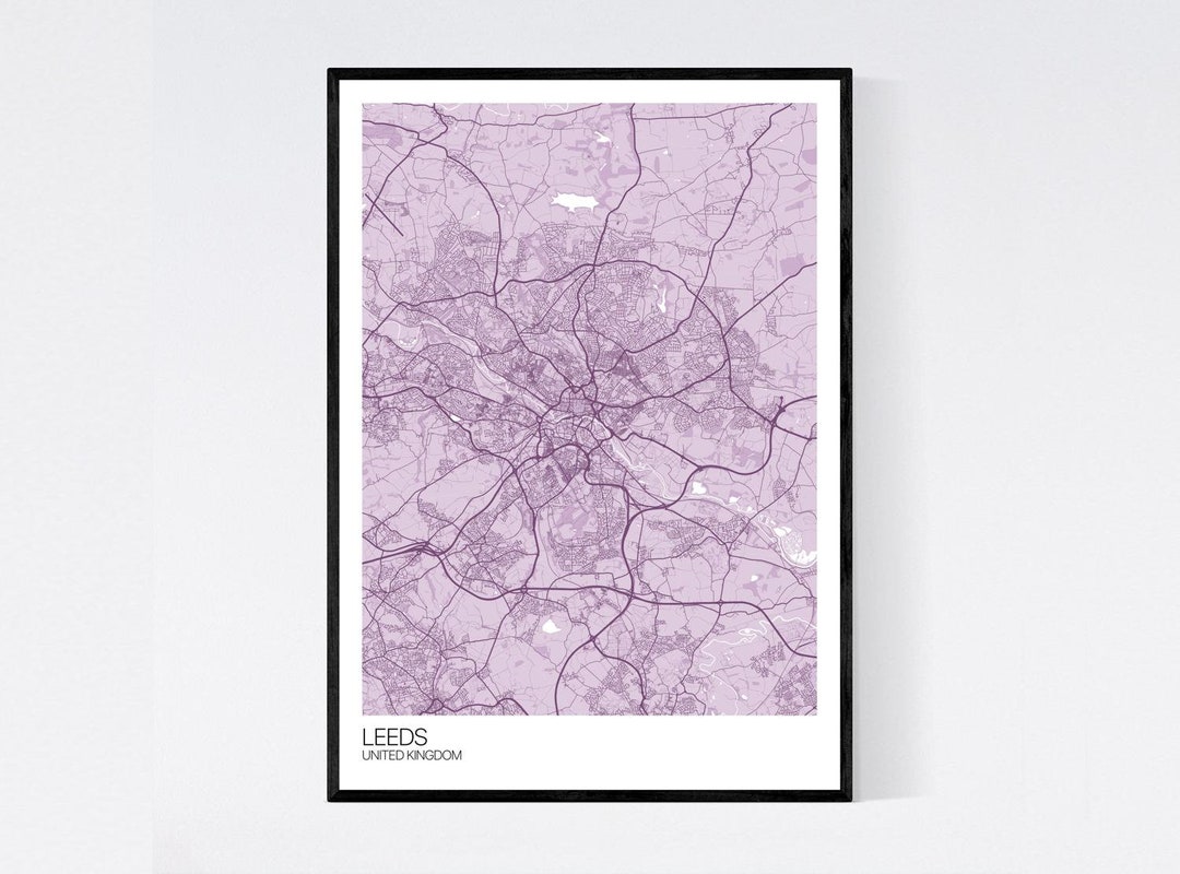 Leeds Map Print Many Colours Fast Delivery Scandi // Vintage // Retro ...