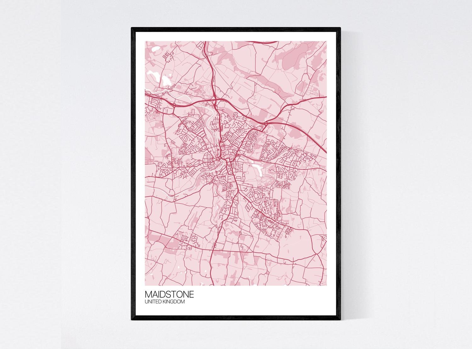 Maidstone United Kingdom City Map Art Print Many Styles | Etsy