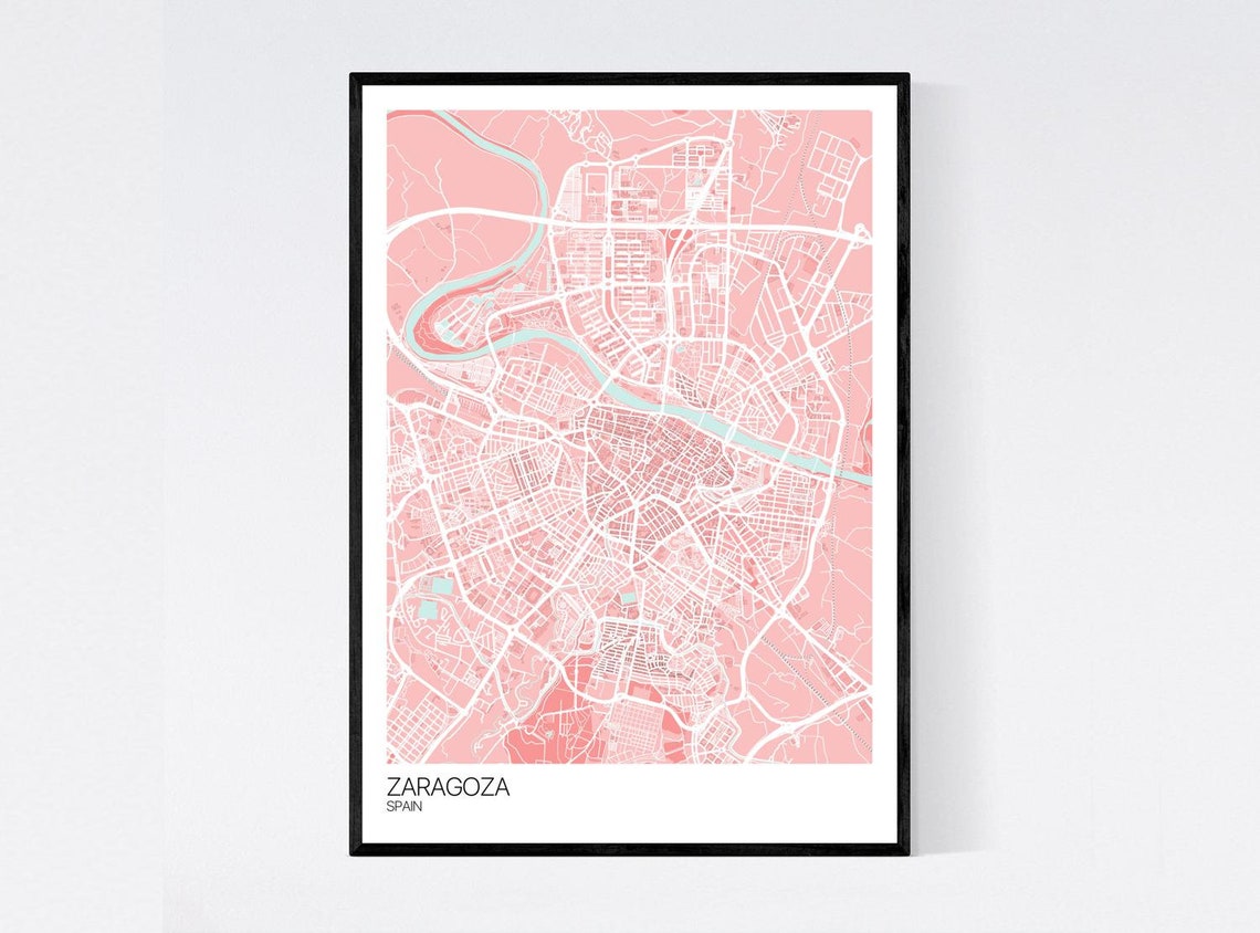Zaragoza Spain Map Art Print Many Colours Art Quality | Etsy