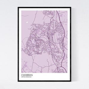 Cwmbran, Wales City Map Art Print Many Styles 350gsm Art Quality Paper ...