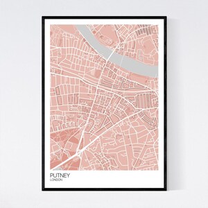 Putney London Map Art Print Many Colours 350gsm Art - Etsy