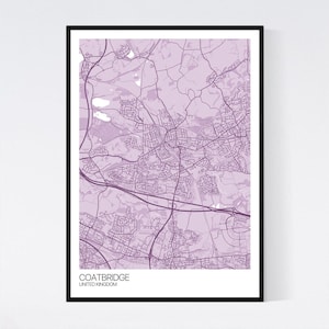 Coatbridge, Scotland City Map Art Print Many Styles 350gsm Art Quality ...