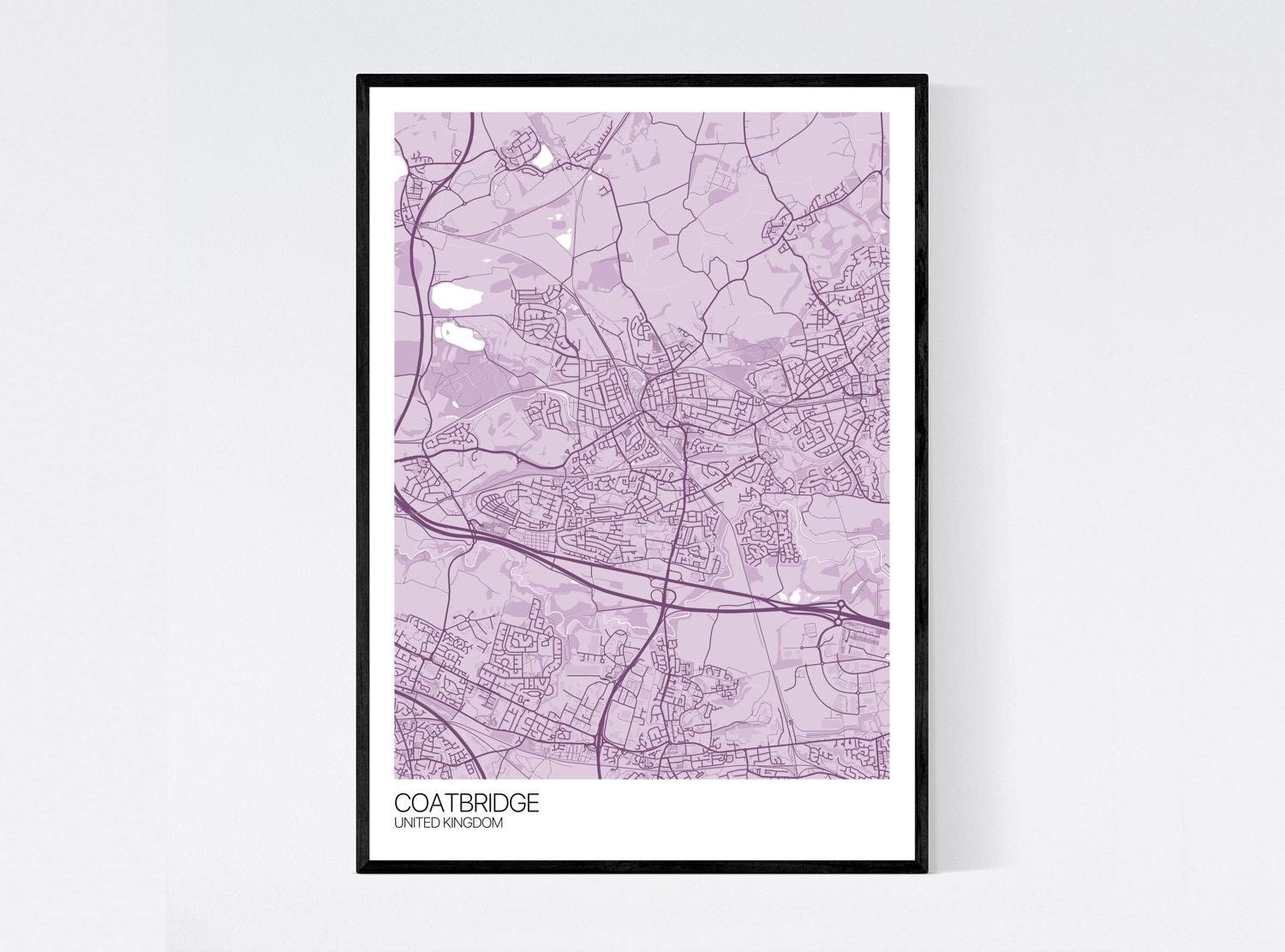 Coatbridge Scotland City Map Art Print Many Styles 350gsm | Etsy