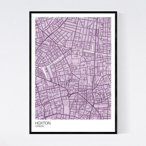 Hoxton London Map Art Print Many Colours 350gsm Art - Etsy