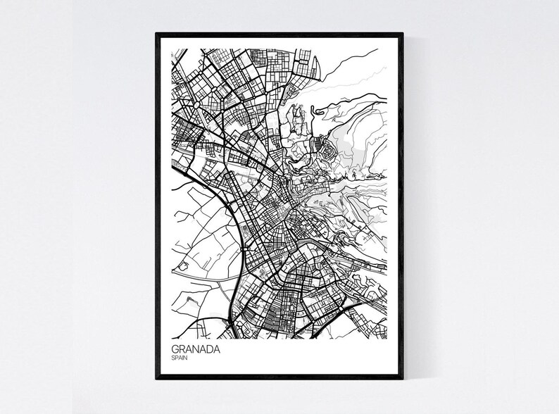 Granada Spain Map Art Print Many Colours 350gsm Art | Etsy