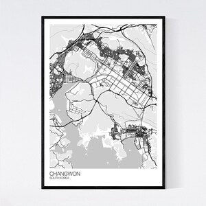Changwon, South Korea Map Art Print - Many Styles - Art Quality Paper ...