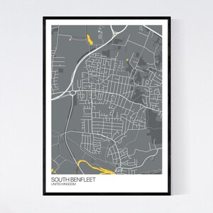 South Benfleet Map Art Print Many Styles 350gsm Art Quality Paper Fast ...
