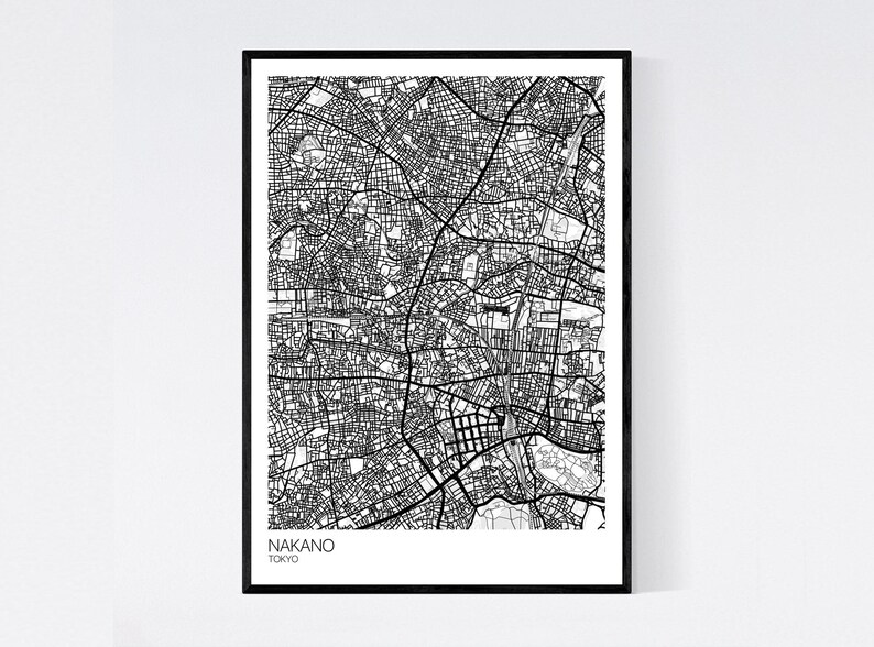 Nakano Tokyo Map Print Many Colours Fast Delivery - Etsy