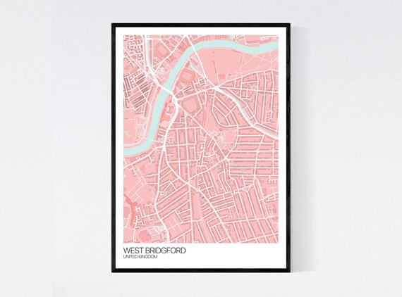 West Bridgford Map Art Print Many Styles 350gsm Art | Etsy