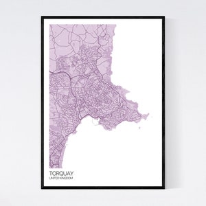 Torquay Town Map Art Print - Many Styles - 350gsm Art Quality Paper ...