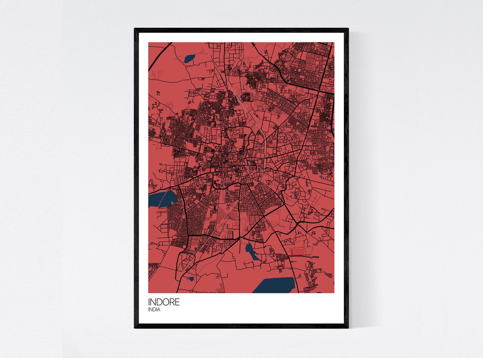 Indore India Map Art Print Many Styles Art Quality Paper | Etsy