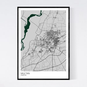 Multan, Pakistan Map Art Print Many Styles Art Quality Paper Fast ...