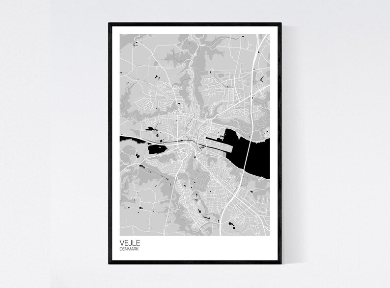 Vejle Denmark City Map Art Print Many Colours 350gsm Art | Etsy