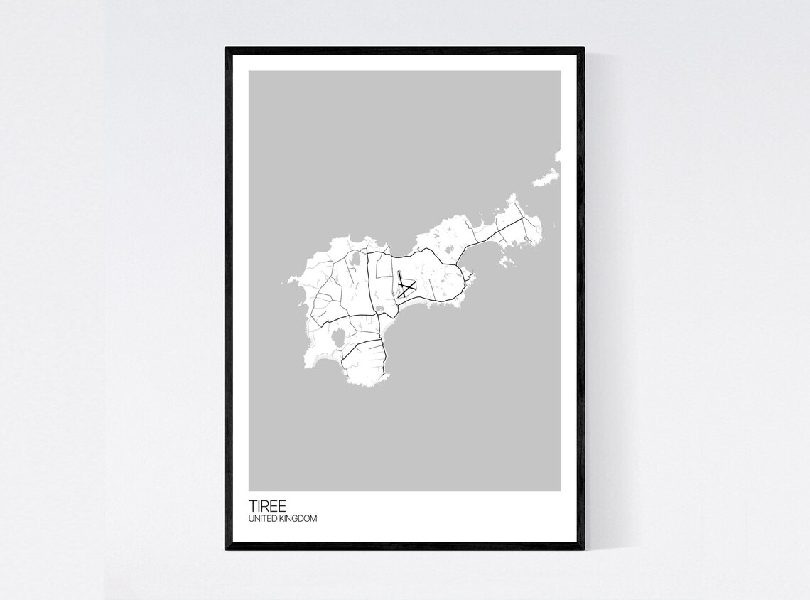 Isle of Tiree Map Art Print Pink/Blue/White 350gsm Art | Etsy