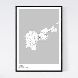 Isle of Tiree Map Art Print Pink/blue/white 350gsm Art Quality Paper ...