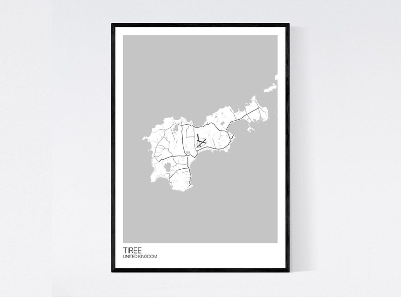 Isle of Tiree Map Art Print Pink/blue/white 350gsm Art - Etsy