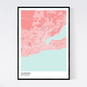 Dunedin Map Print Many Colours Fast Delivery Scandi // Vintage // Retro ...