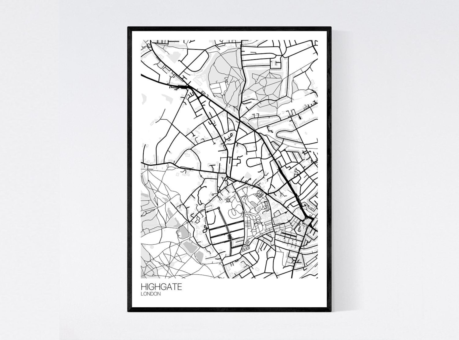 Highgate London Map Art Print Many Colours 350gsm Art - Etsy