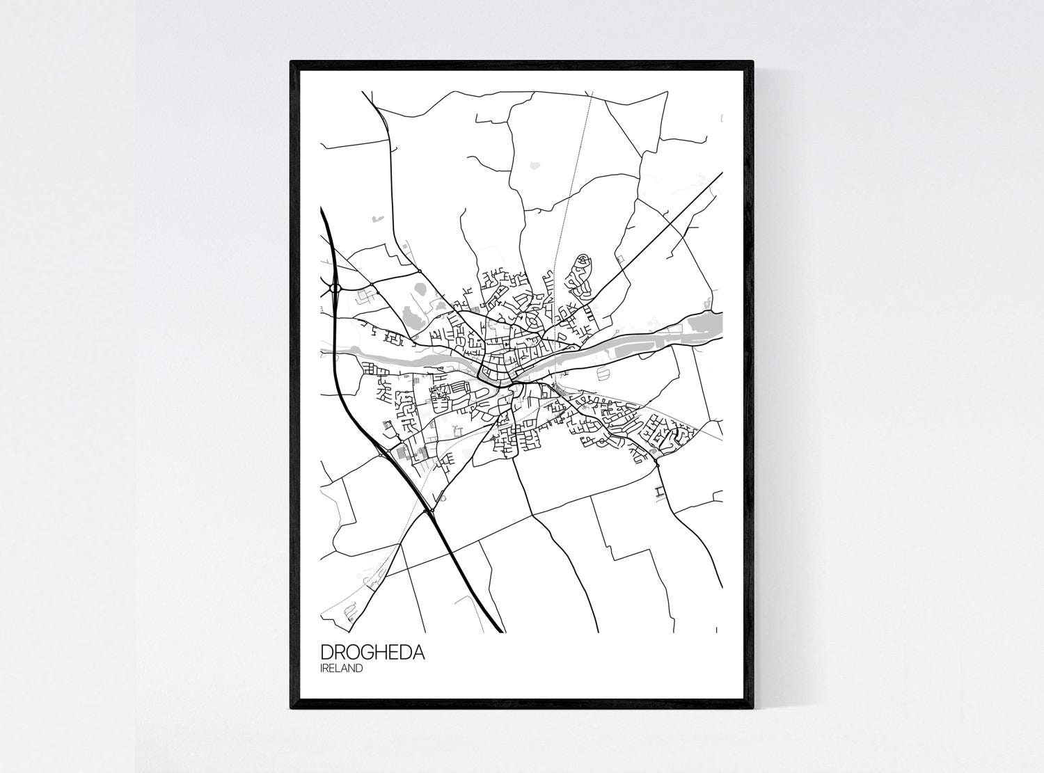 Drogheda City Map Art Print Many Styles 350gsm Art Quality | Etsy