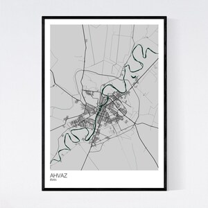Ahvaz, Iran Map Art Print Many Styles Art Quality Paper Fast Delivery ...
