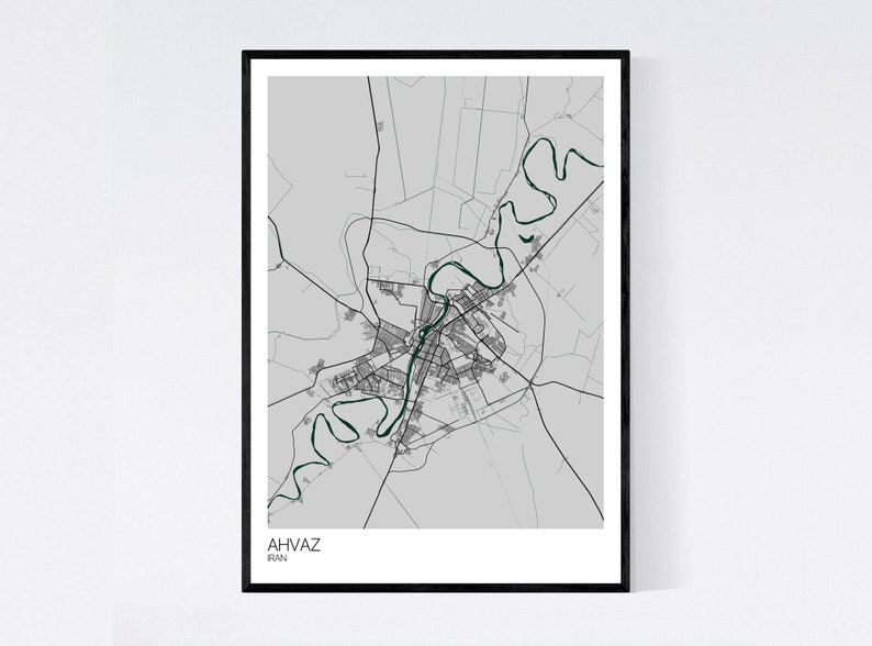 Ahvaz Iran Map Art Print Many Styles Art Quality Paper - Etsy