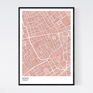 Soho, London Map Art Print Many Colours 350gsm Art Quality Paper Fast ...