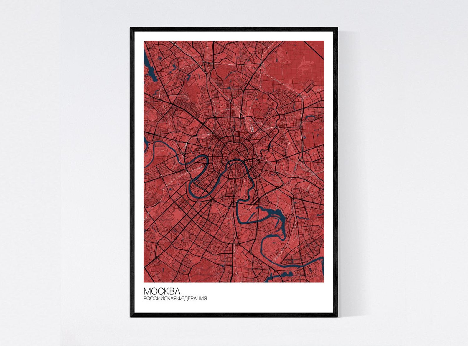 Moscow Map Print Many Colours Fast Delivery Scandi // - Etsy