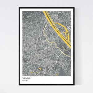 Vienna, Austria Map Art Print - Many Colours - 350gsm Art Quality Paper ...