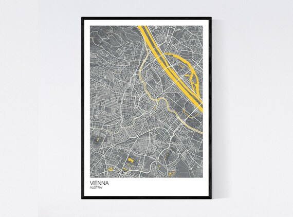 Vienna Austria Map Art Print Many Colours 350gsm Art | Etsy