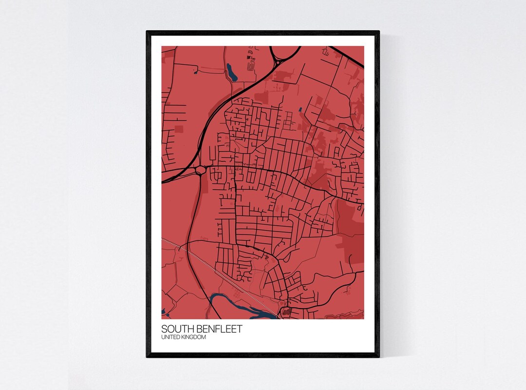 South Benfleet Map Art Print - Many Styles - 350gsm Art Quality Paper ...