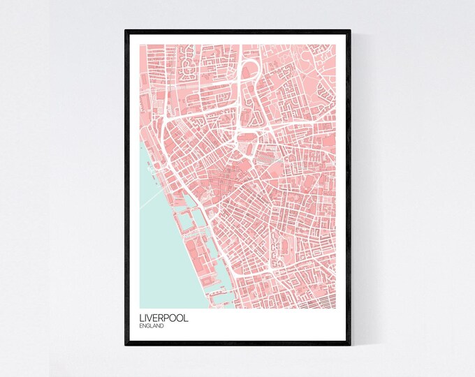 Liverpool City Centre Map Art Print - Many Colours - 350gsm Art Quality ...