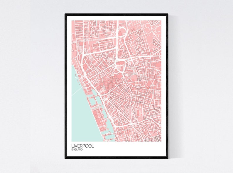 Liverpool City Centre Map Art Print Many Colours 350gsm | Etsy UK