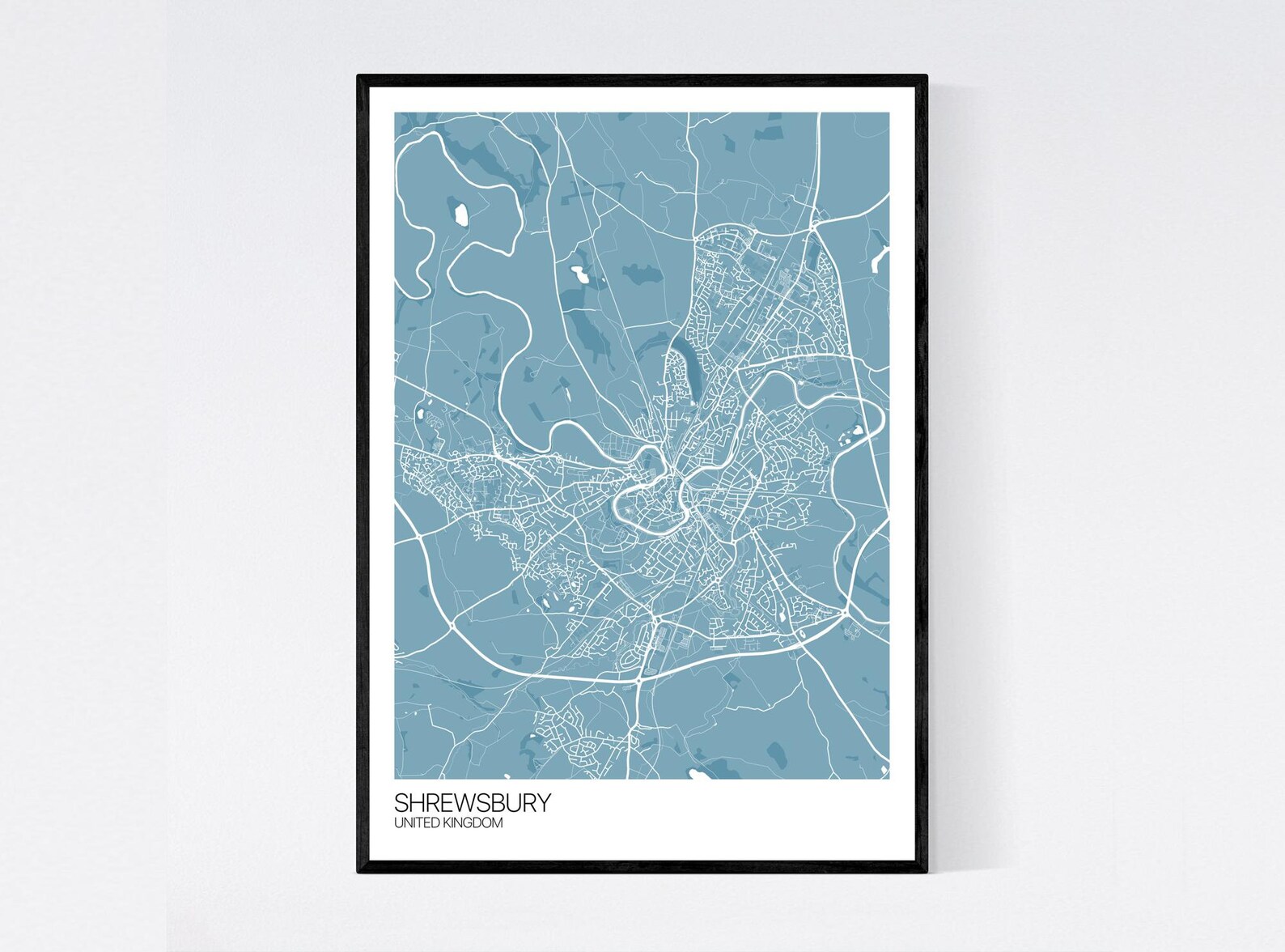 Shrewsbury Town Map Art Print Many Styles 350gsm Art - Etsy