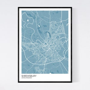 Shrewsbury Town Map Art Print Many Styles 350gsm Art - Etsy