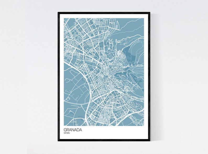 Granada Spain Map Art Print Many Colours 350gsm Art | Etsy