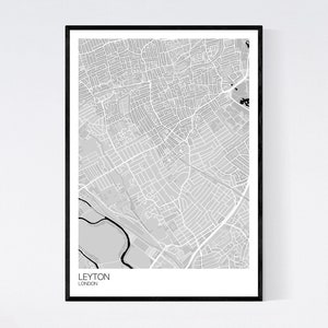 Leyton, England Map Art Print Many Styles 350gsm Art Quality Paper Fast ...
