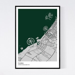 Dubai UAE City Map Art Print Many Styles Art Quality - Etsy UK