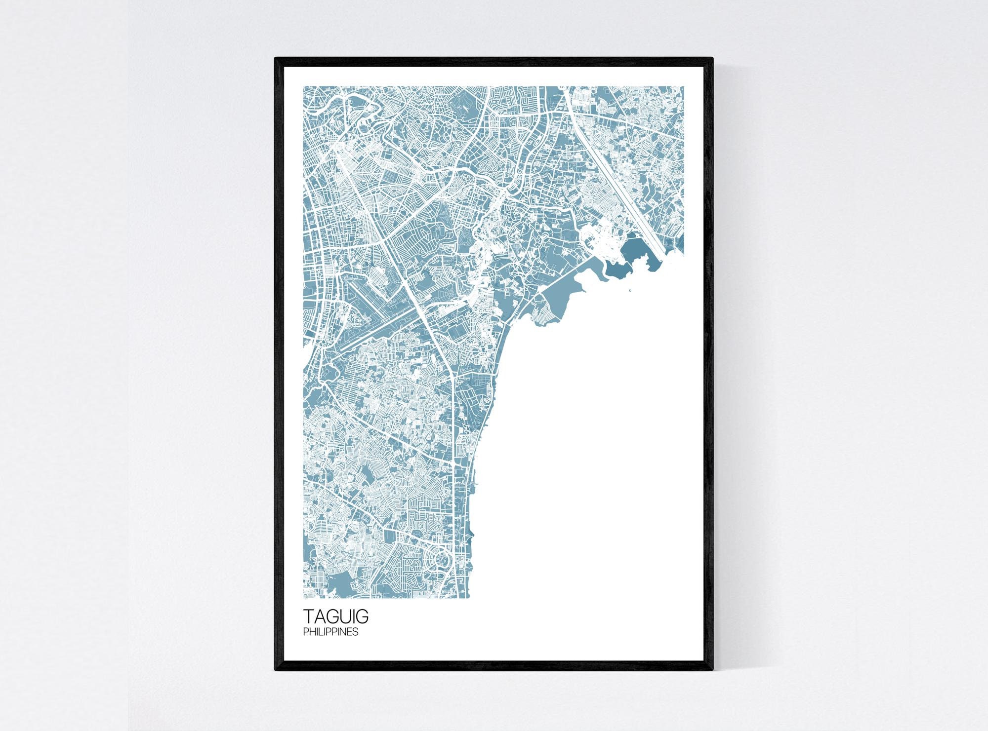 Taguig Philippines Map Art Print Many Styles Art Quality | Etsy