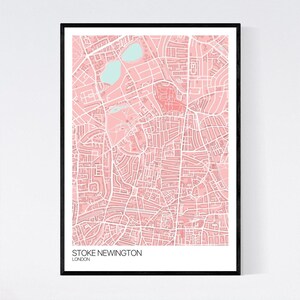 Stoke Newington, London Map Art Print Many Colours 350gsm Art Quality ...