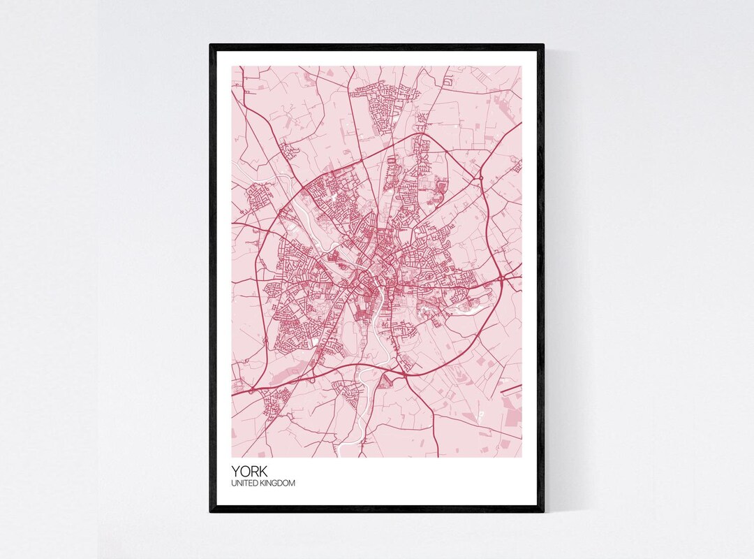 York, United Kingdom City Map Art Print Many Colours 350gsm Art Quality ...