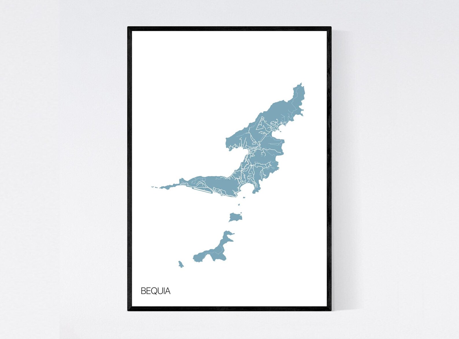 Bequia Island Map Art Print Many Styles 350gsm Art Quality Paper Fast ...