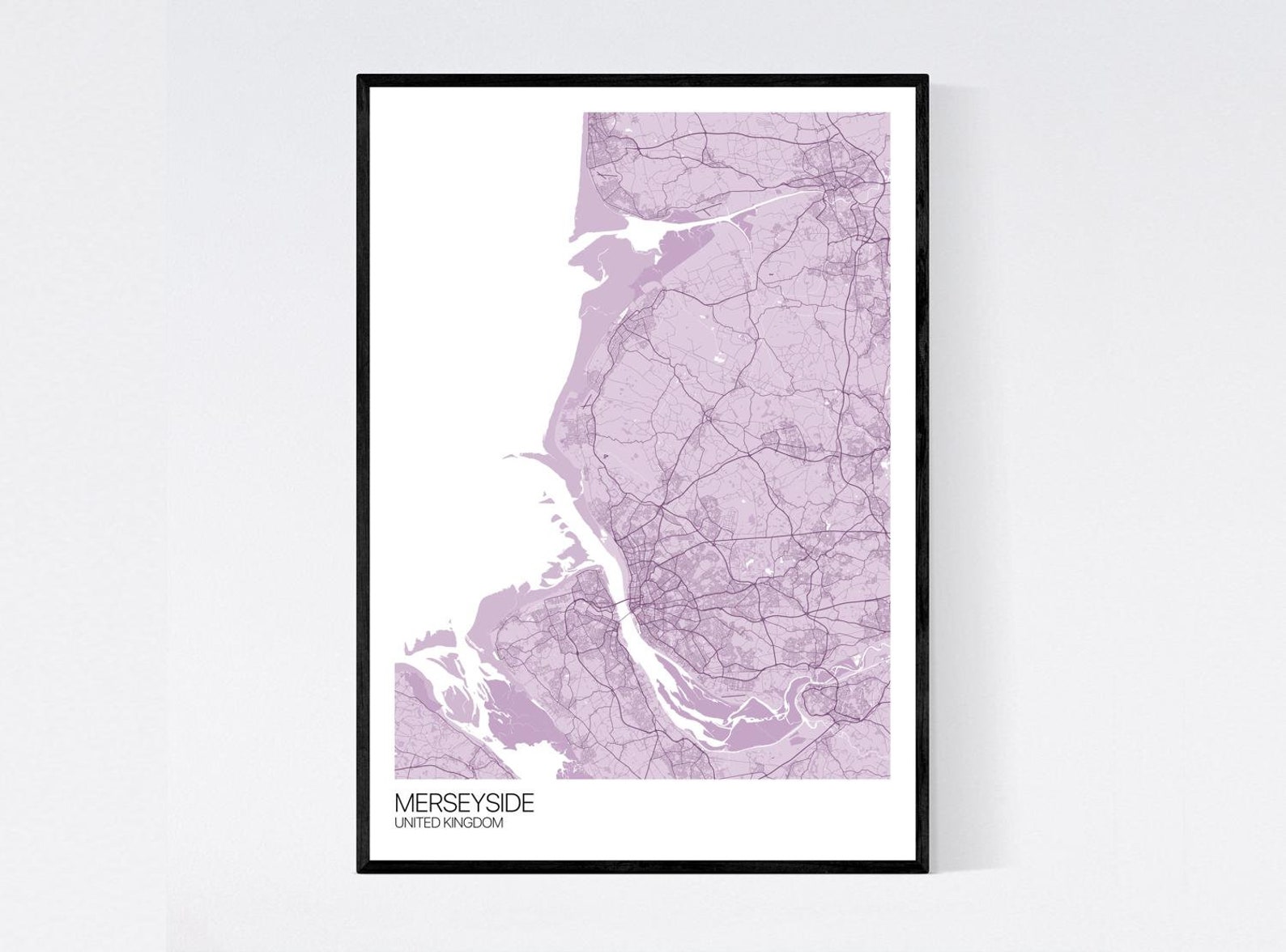 Merseyside England Map Art Print Many Styles 350gsm Art | Etsy