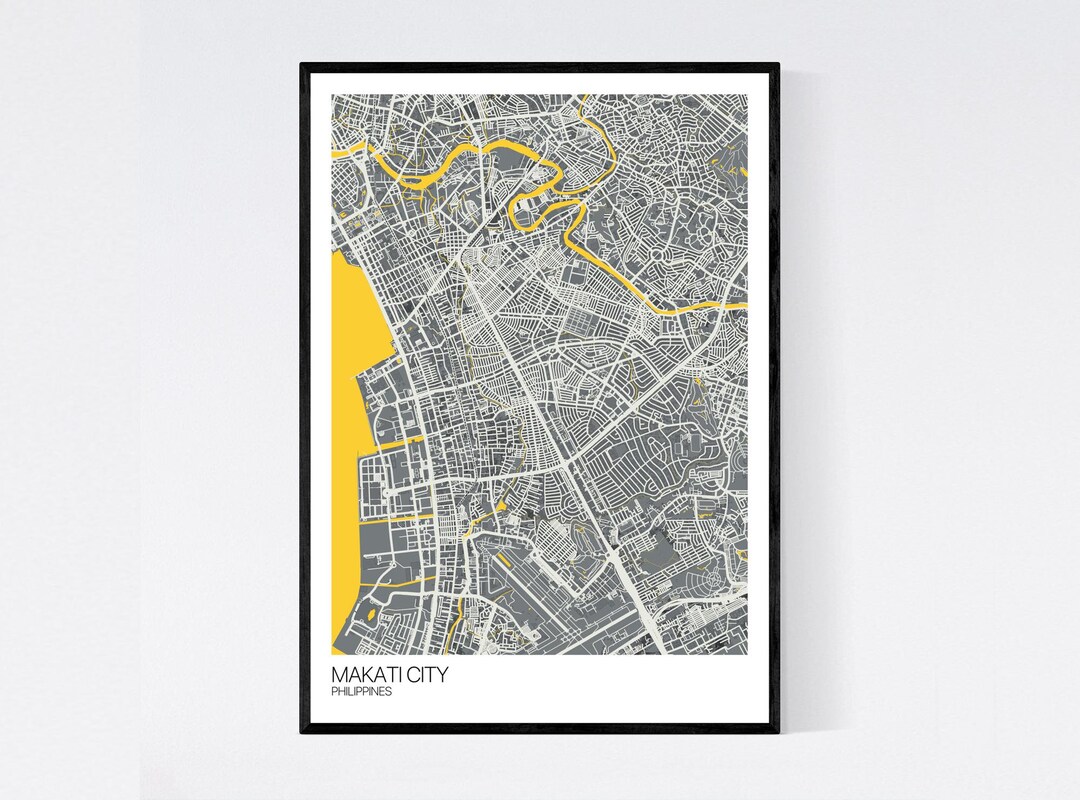 Makati City, Philippines Map Art Print Many Styles Art Quality Paper ...